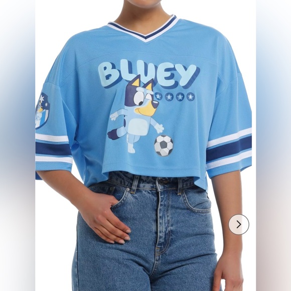 Hot Topic | Tops | New Bluey Crop Football Jersey Hot Topic Size L ...